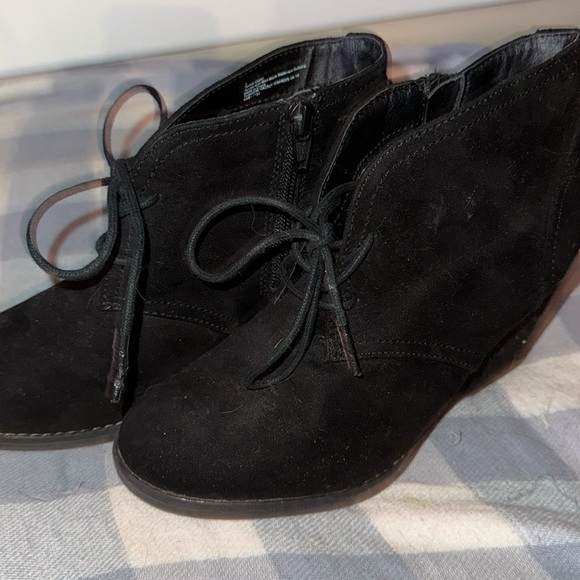 Universal Thread | Shoes | Black Suede Wedge Laceup Heels | Poshmark